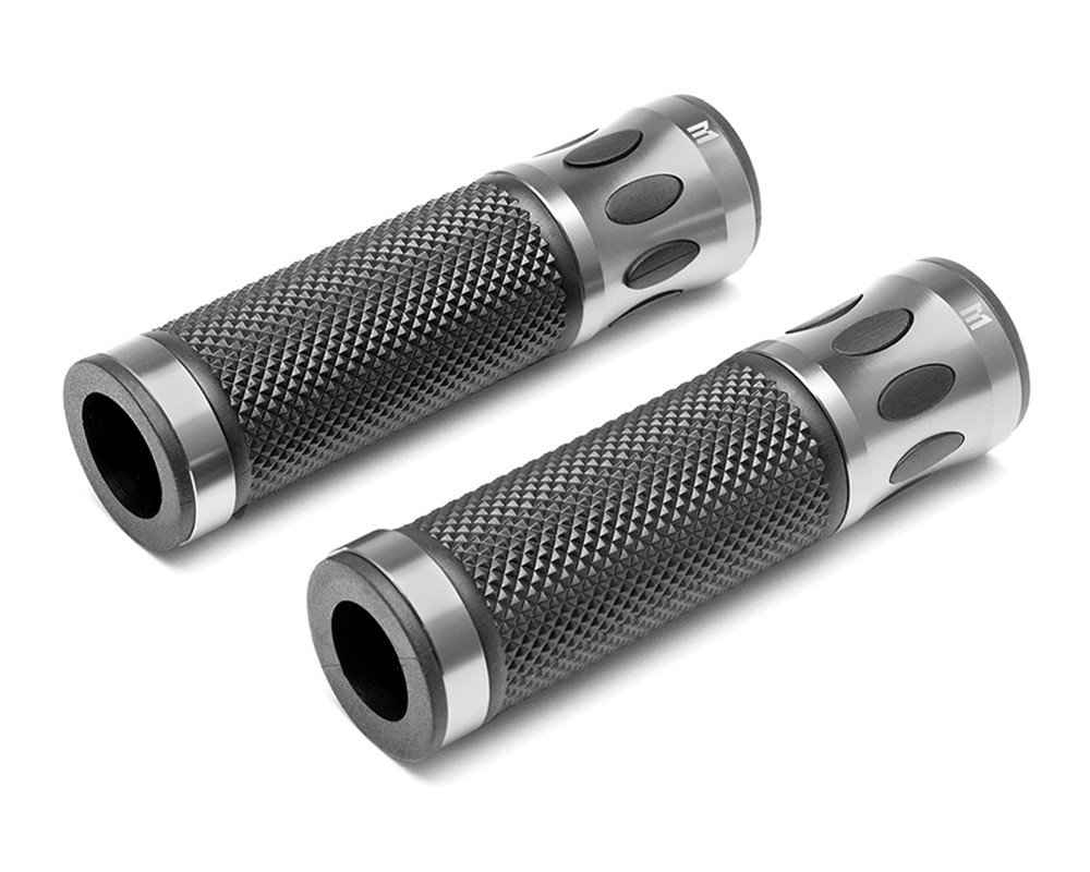 Silver Motorbike Hand Grips for 22mm bars - Anodised Aluminium - High ...