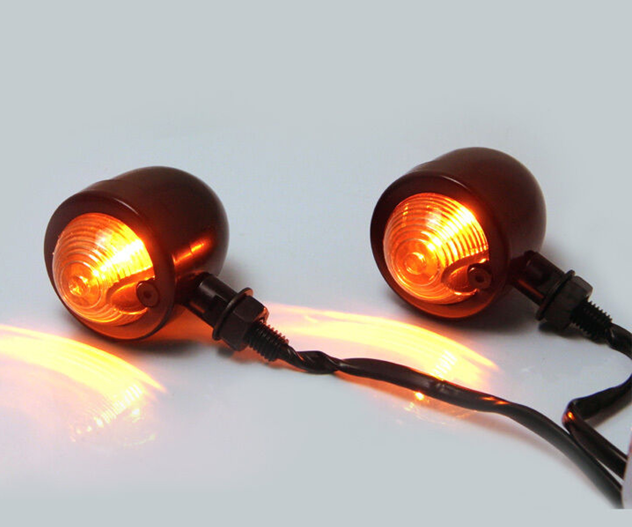 Classic Black Metal Motorbike Indicators / Turn Signals For Custom Bikes