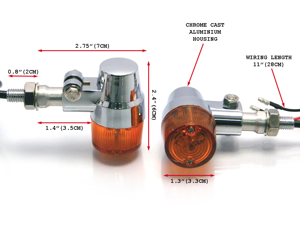 Pair of Universal Chrome Classic Style Bullet Style Retro Motorcycle ...