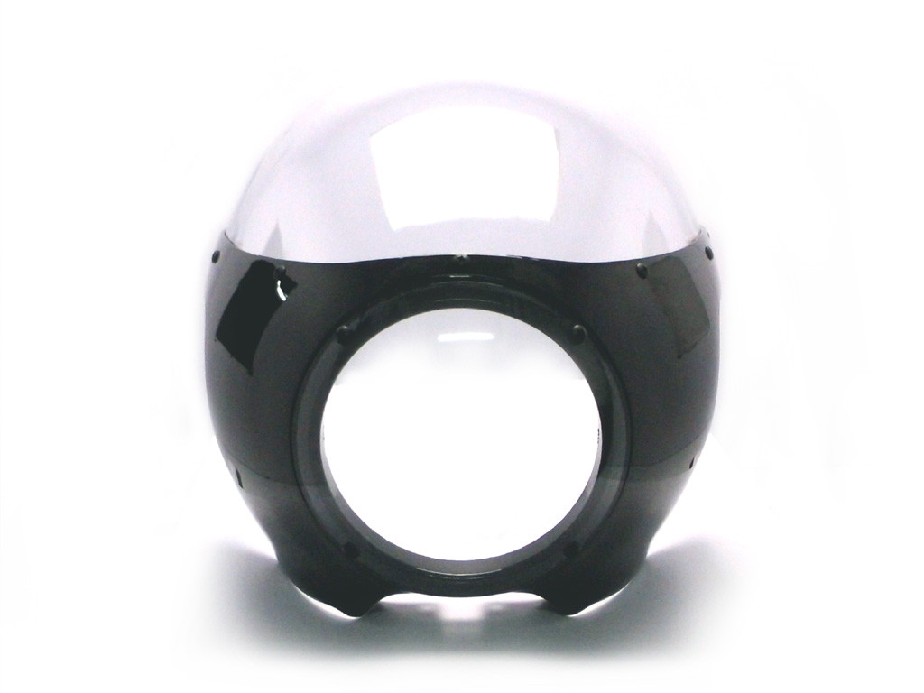BLACK Universal Classic Cafe Racer Headlight Fairing Cowl with Clear ...
