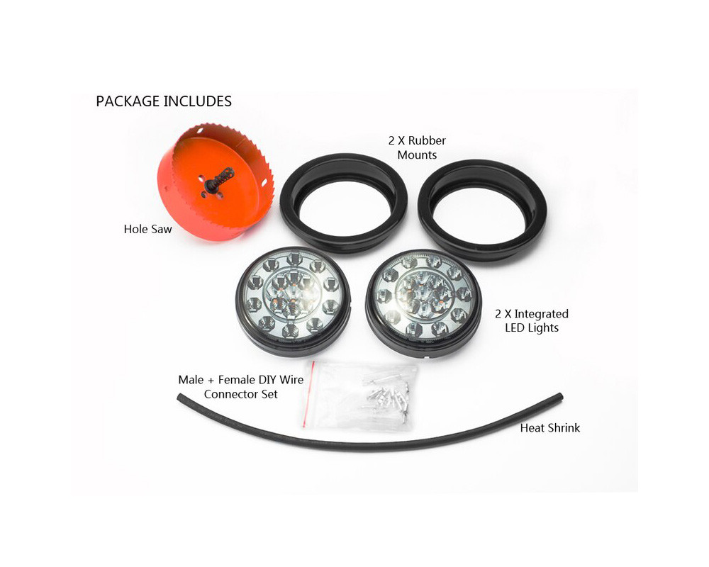 4" Universal Flush Mount Smoked Lens Integrated LED Stop Taillight ...
