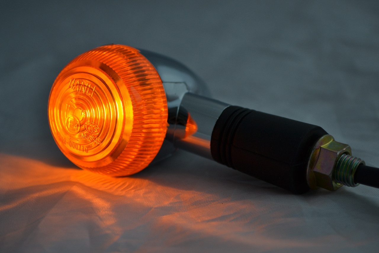 Pair of Universal Chrome Classic Style Bullet Style Retro Motorcycle ...