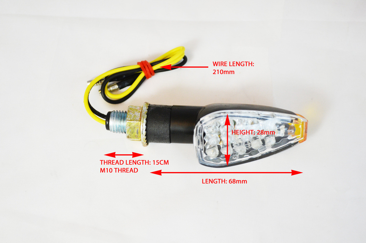 Universal Short Stem Carbon Fibre Look Tiny LED Orange Tip E-marked ...