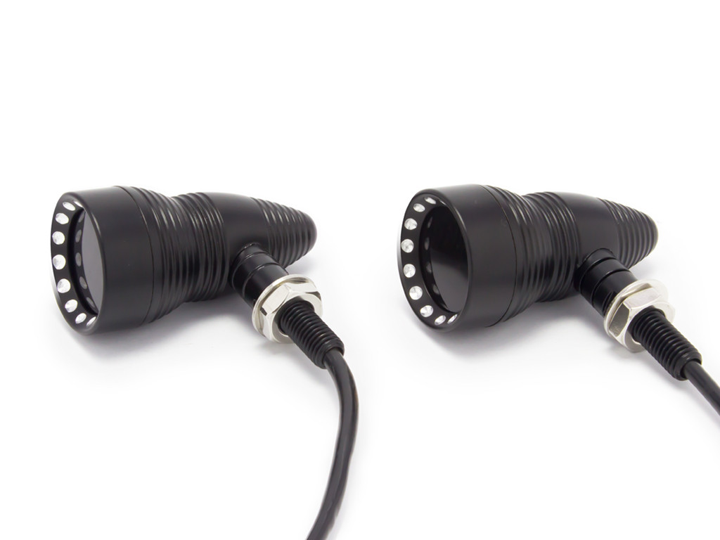 Matt Black Cone Shaped Aluminium Retro Vintage LED Indicators / Turn ...