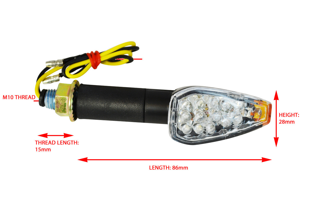 Universal Short Stem Carbon Fibre Look Tiny LED Orange Tip E-marked ...