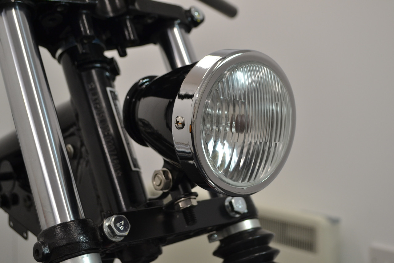 4.5" Vintage Style Custom Retro Motorbike Motorcycle Gloss Black ...