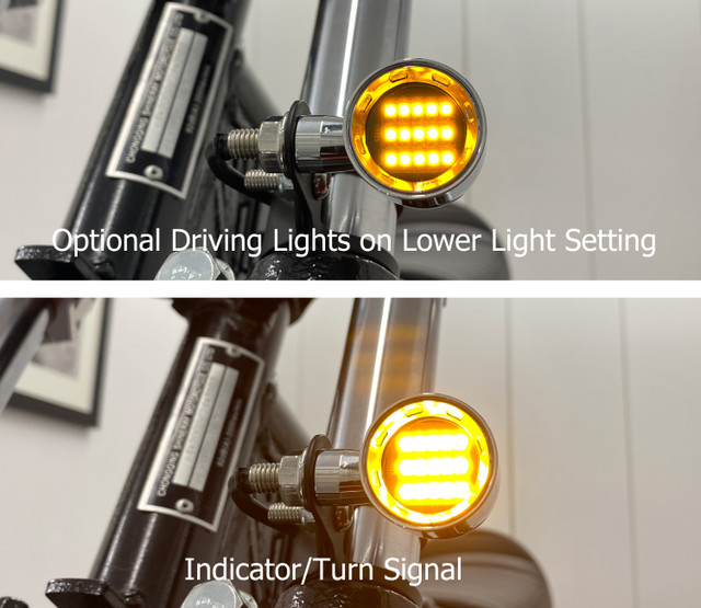 Chrome Mini LED Motorbike Indicators - CNC Aluminium with Black Bezel ...