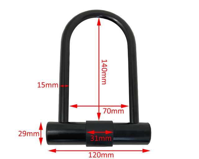 Bicycle D Lock Bike 1.2M Two Keys U Shaped Heavy Duty Cable Frame ...