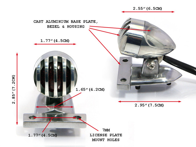 Polished Aluminium Silver Grill LED Custom Motorcycle Motorbike Stop ...
