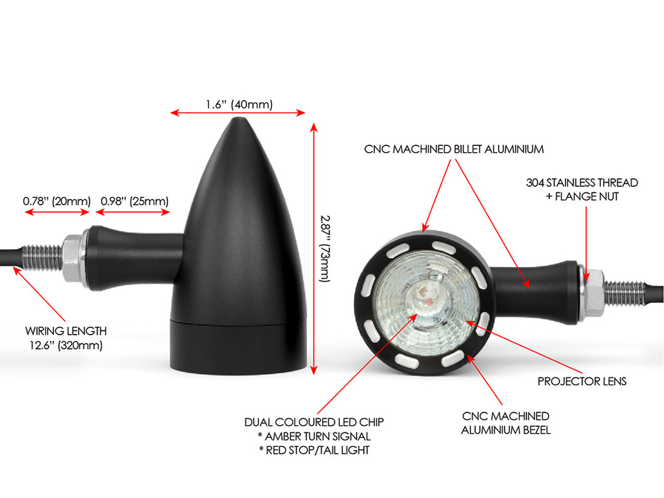 Black LED Custom Integrated Motorbike Indicators with Stop & Taillights ...