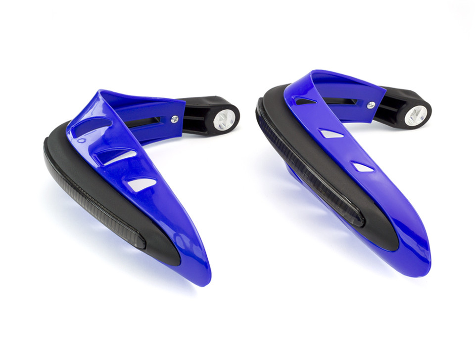 BLUE Motorbike Quad Bike Handguards Protectors Bulit In Indicators Turn ...