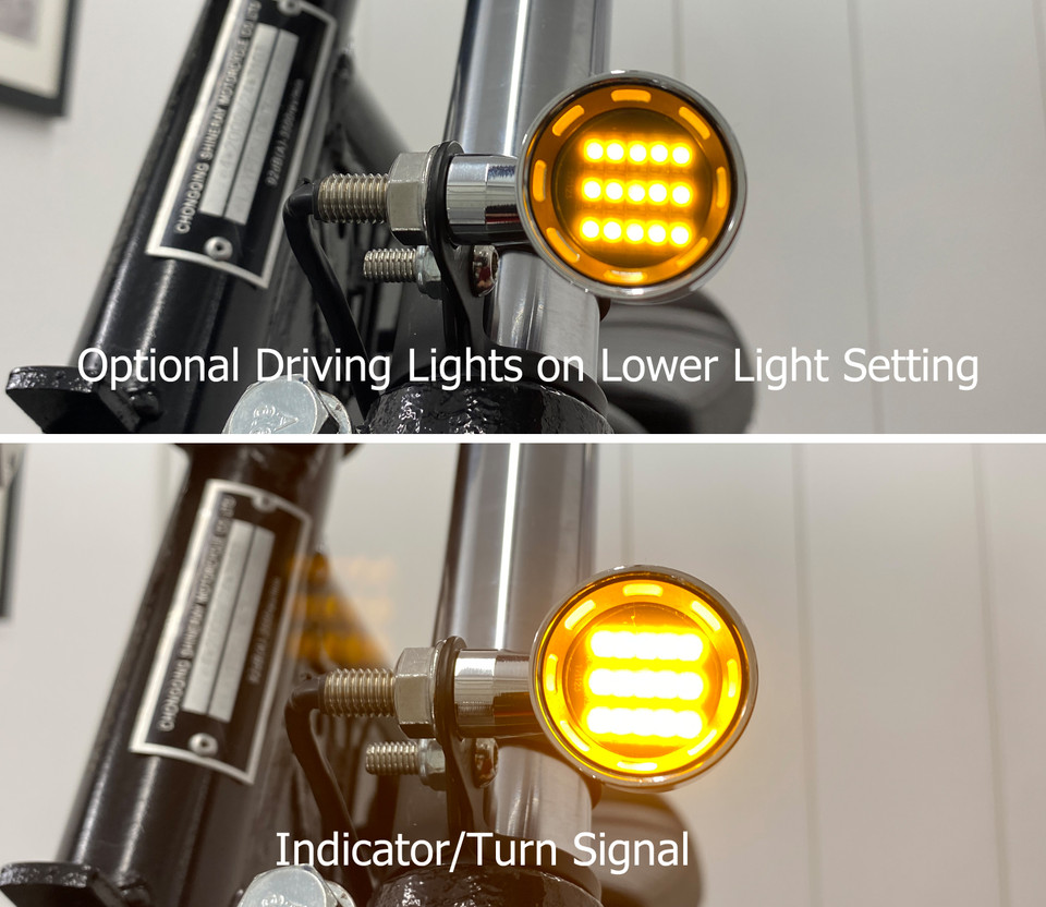 Chrome Mini LED Motorbike Indicators - CNC Aluminium with Black Bezel ...