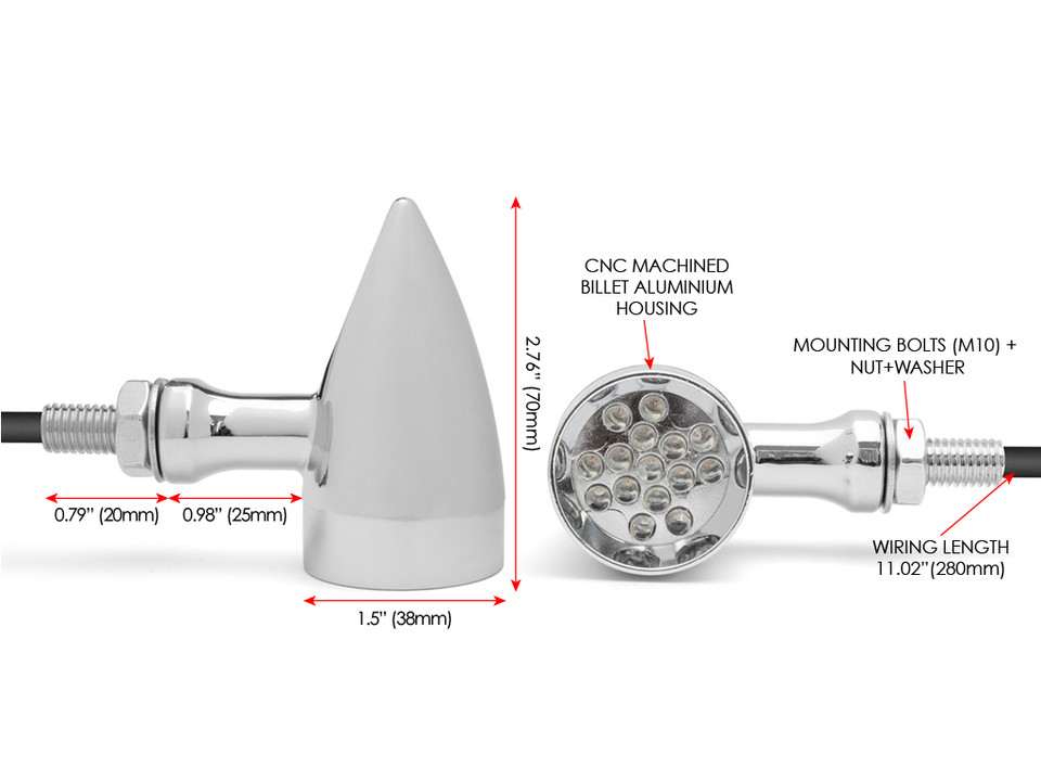 LED Indicators Chrome Steel for Vintage Retro Custom Bike Project