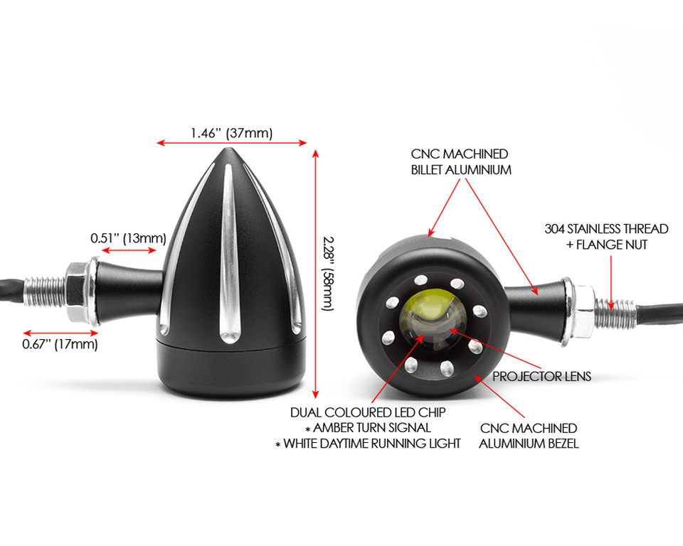 Motorbike Front LED Indicators with Driving Light DRL - Integrated ...