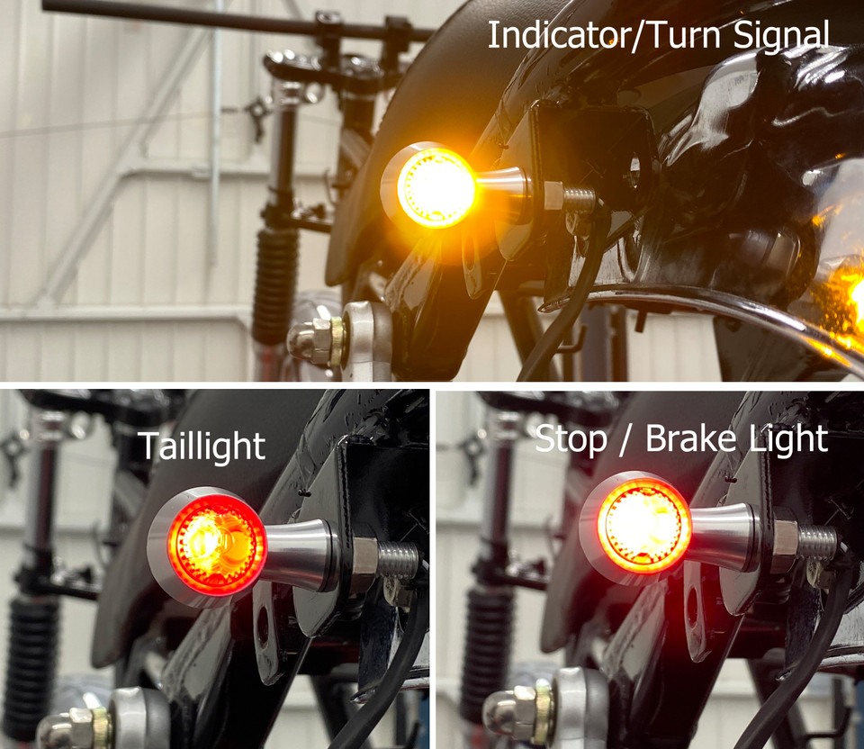 Custom Motorbike Rear Indicators with Stop and Tail Lights POLISHED ...