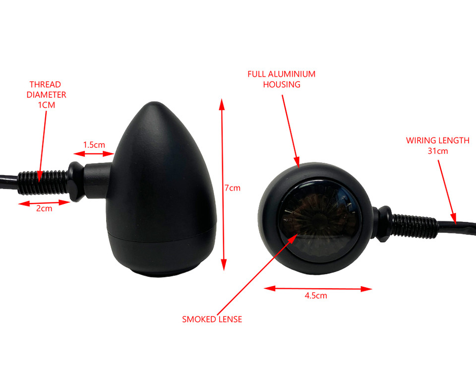 Motorcycle Motorbike Black Aluminium LED Classic Indicators - Universal ...