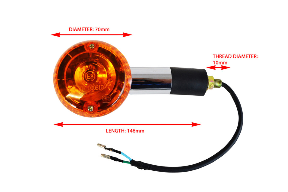 Set of 4 Large Amber Chrome Universal E-marked Motorcycle Motorbike ...