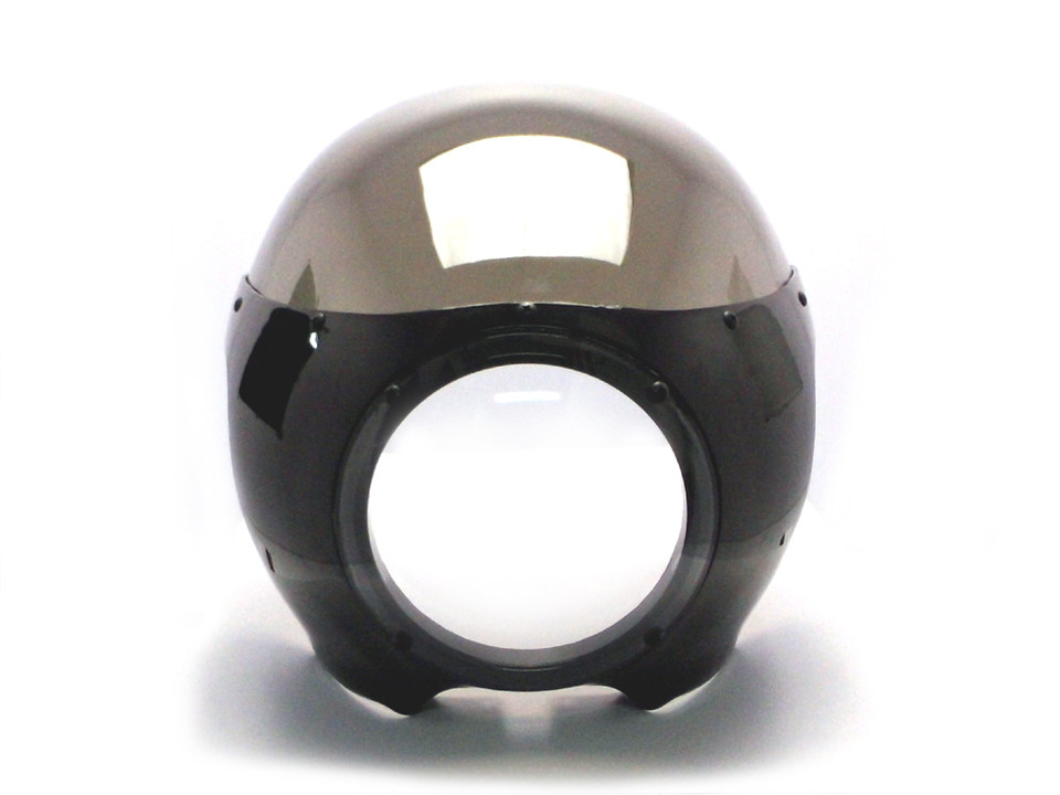 BLACK Universal Classic Cafe Racer Headlight Fairing Cowl with Tinted ...