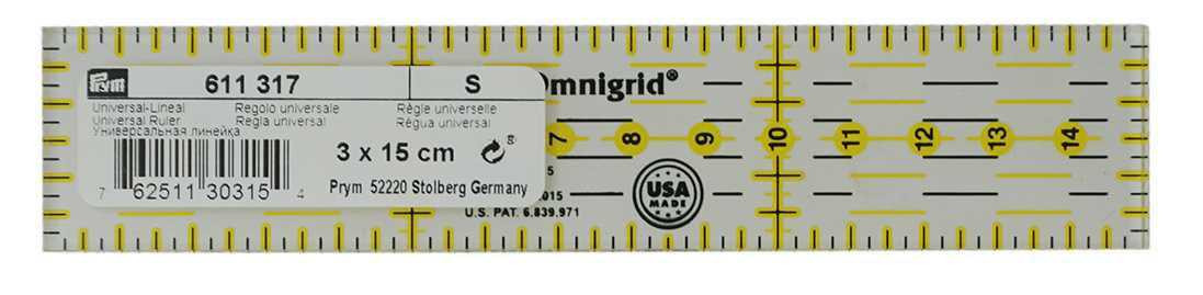 Genuine Omnigrid Metric Quilt Ruler 3cm x 15cm