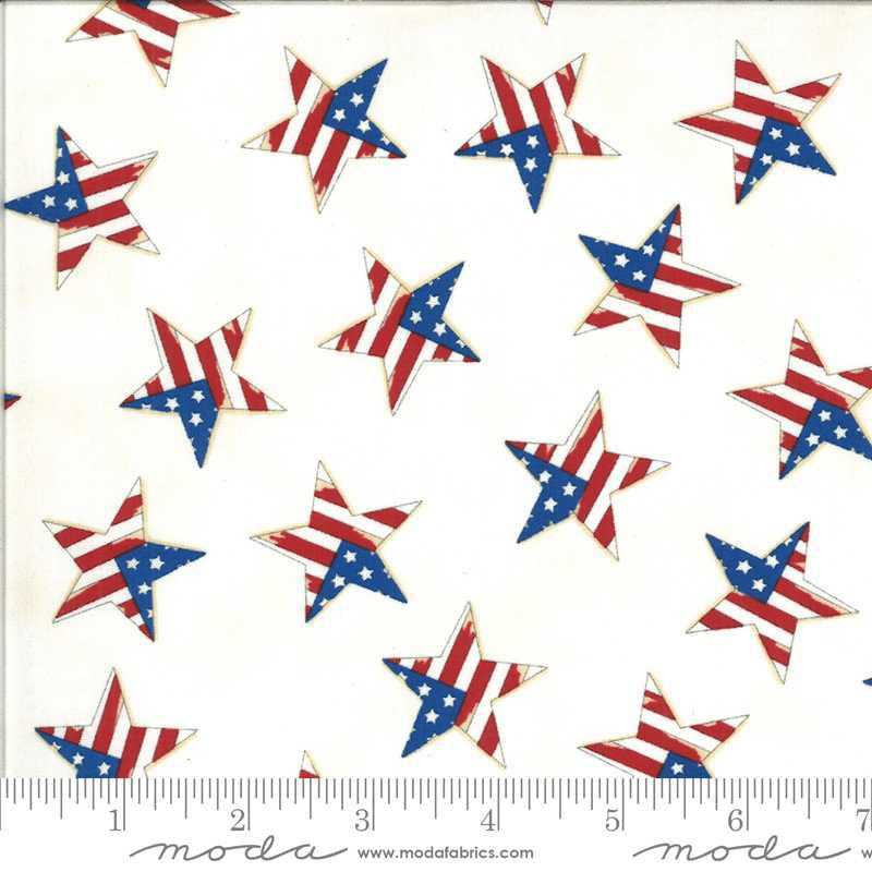 Moda Fabric - America Beautiful Flag Stars White