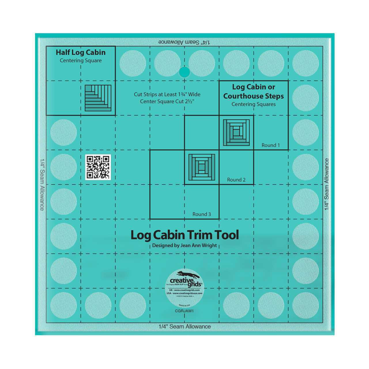 Creative Grids Log Cabin Trim Tool for 8in Finished Blocks Quilt Ruler