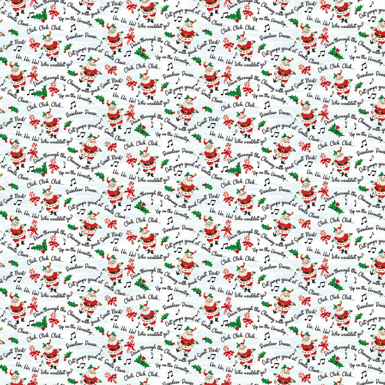 3 Wishes Fabric - Dancing Santas - Merry Melody Magic #24558-BLU ...