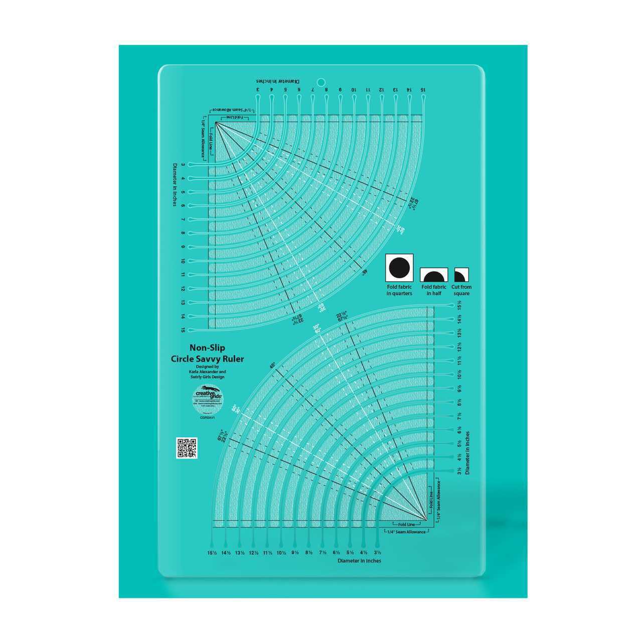 Creative Grids Circle Savvy 11-3/4in x 18-1/2in Quilt Ruler