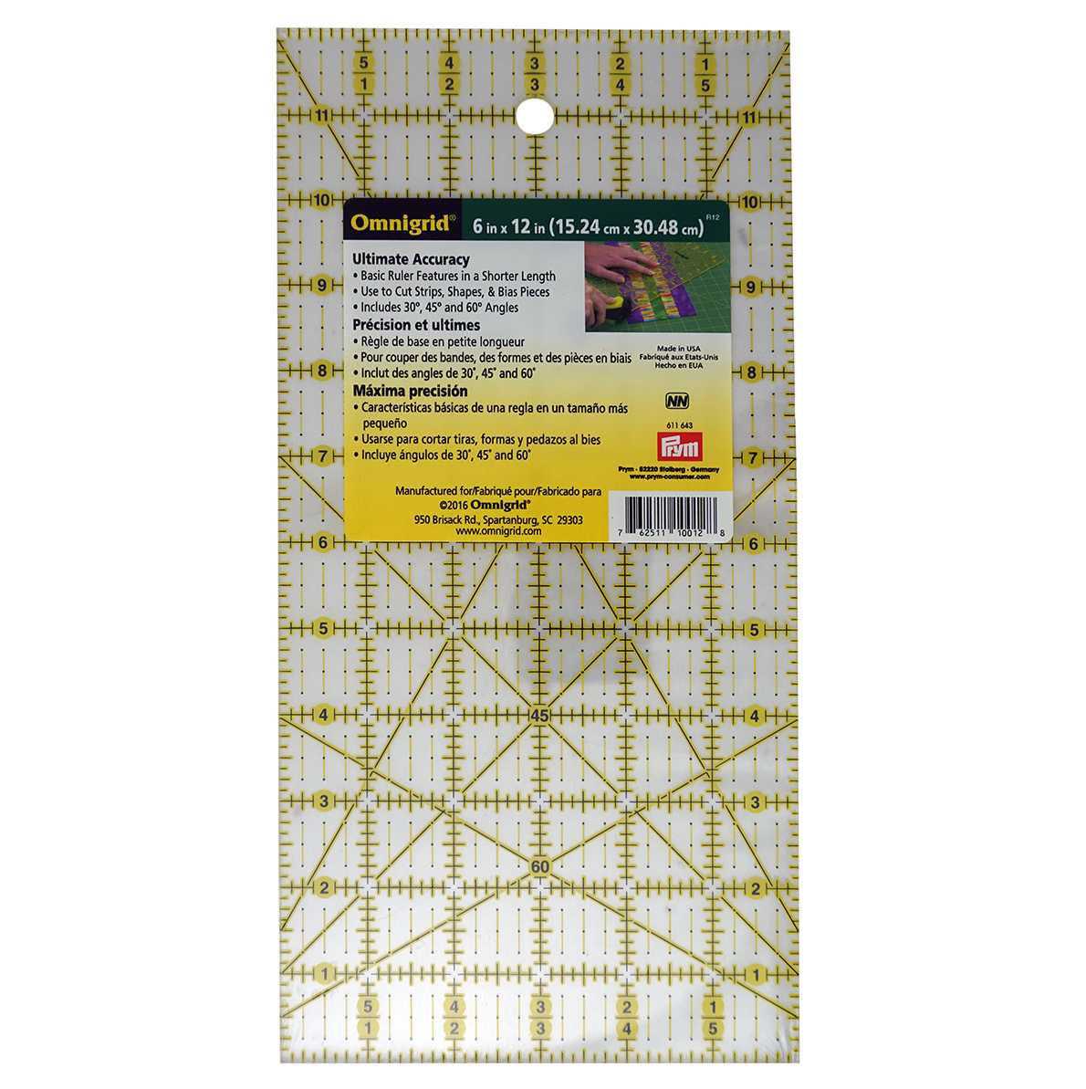 Genuine Omnigrid Quilting Ruler 6in x 12in