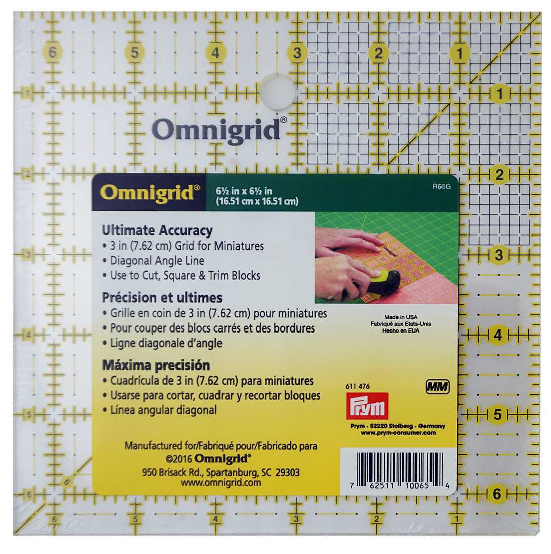 Omnigrid Ruler 6 1/2in x 6 1/2in With Grid