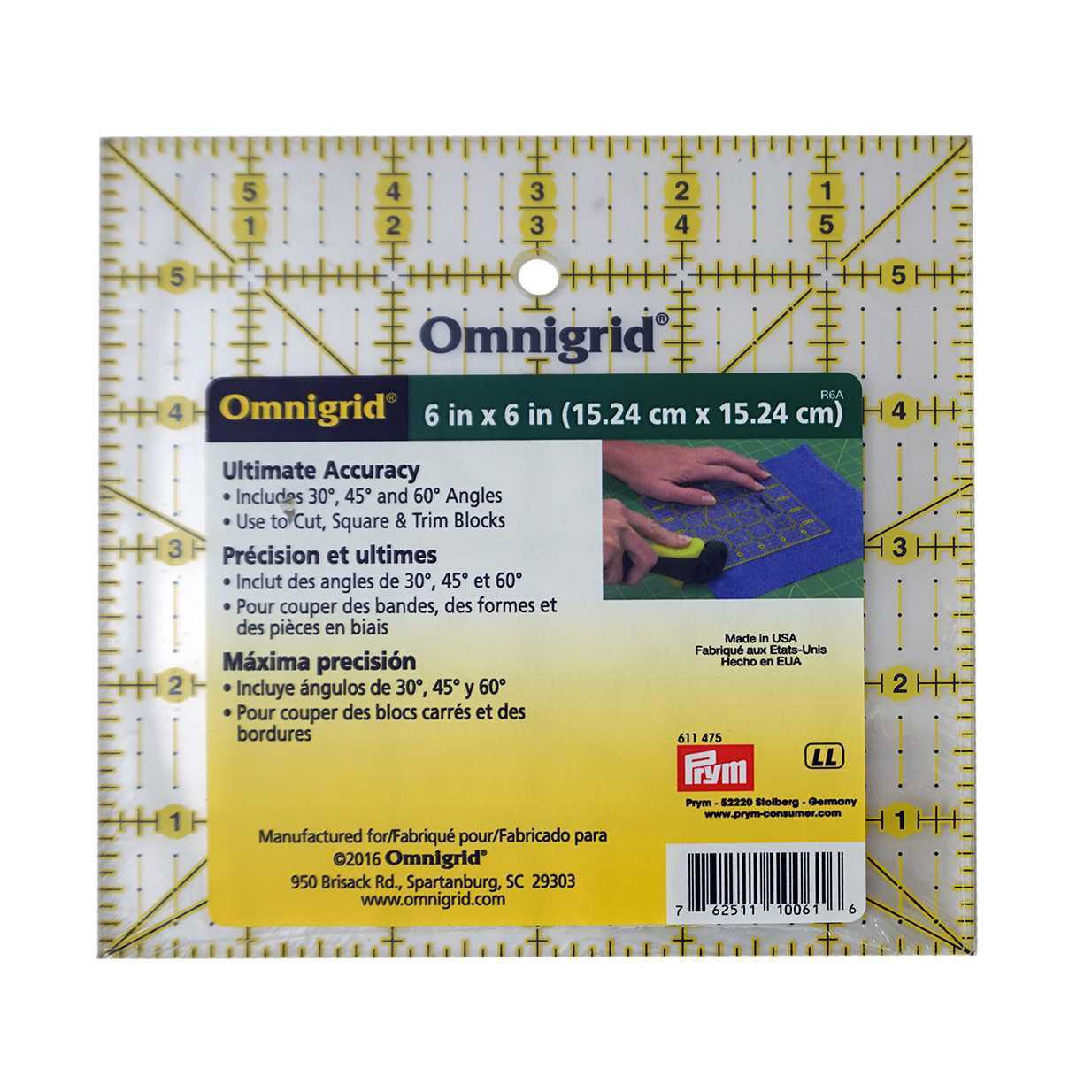 Omnigrid Ruler 6in x 6in With Angles