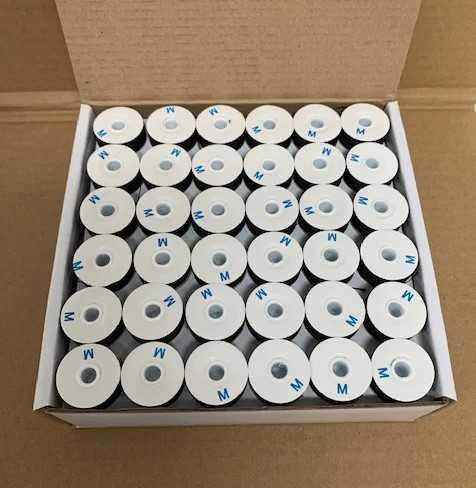 Amann M Size Bobbin with Bonded Nylon Thread - White