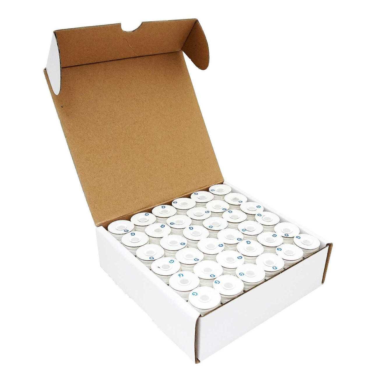 Amann G Size Bobbin with Bonded Nylon Thread - White