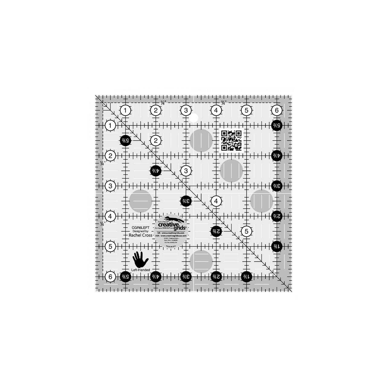 Creative Grids Left Handed Quilt Ruler 6 1/2 Square"