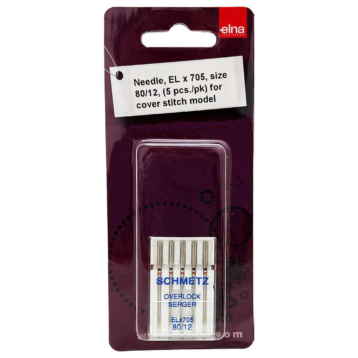 Elna ELX705 80/12 Schmetz 5PK Cover Stitch Serger Needles