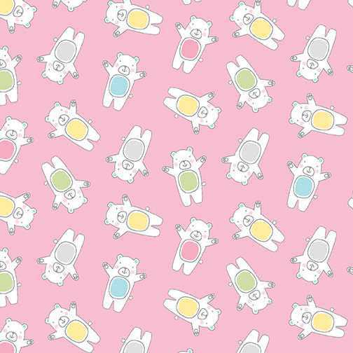 Benartex Fabric - Adorable Bear Pink