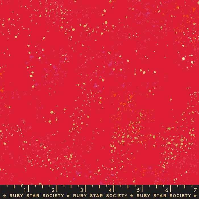 Ruby Star Society Fabric - Speckled - Metallic Scarlet