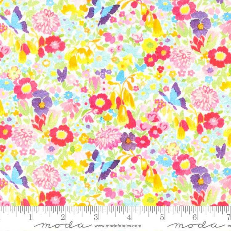 Moda Fabric - Whimsy Wonderland - Flutterby Garden - Rainbow DO NOT ...