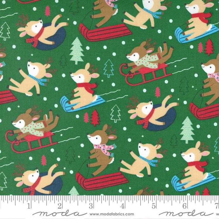 Moda Fabric - Hello Holidays - Reindeer Evergreen DO NOT CATEGORIZE ...