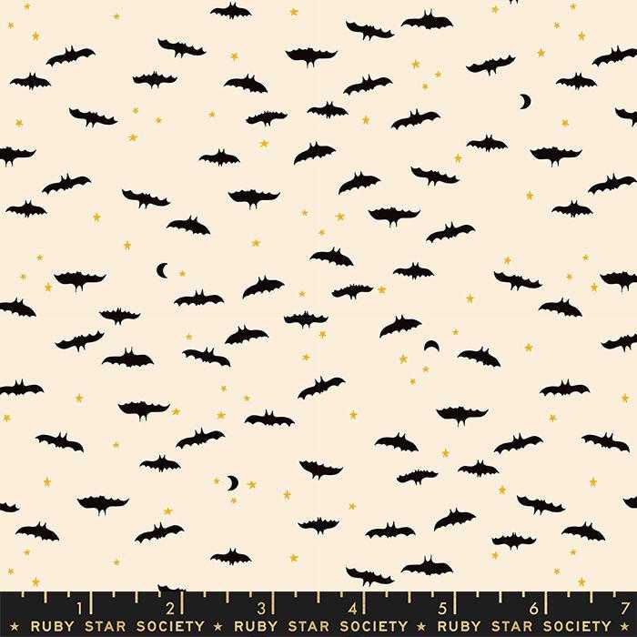 Ruby Star Society Fabric - Tiny Frights - Bats Halloween - Natural DO ...
