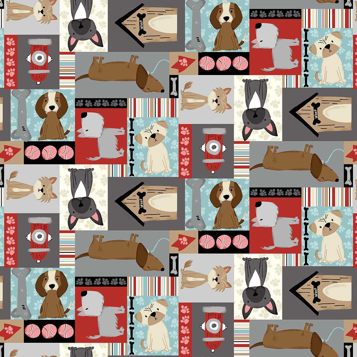 Studio E Fabric - Paw-sitively Awesome || Dogs Patch Work DO NOT CATEGORIZE THESE PRODUCTS ...