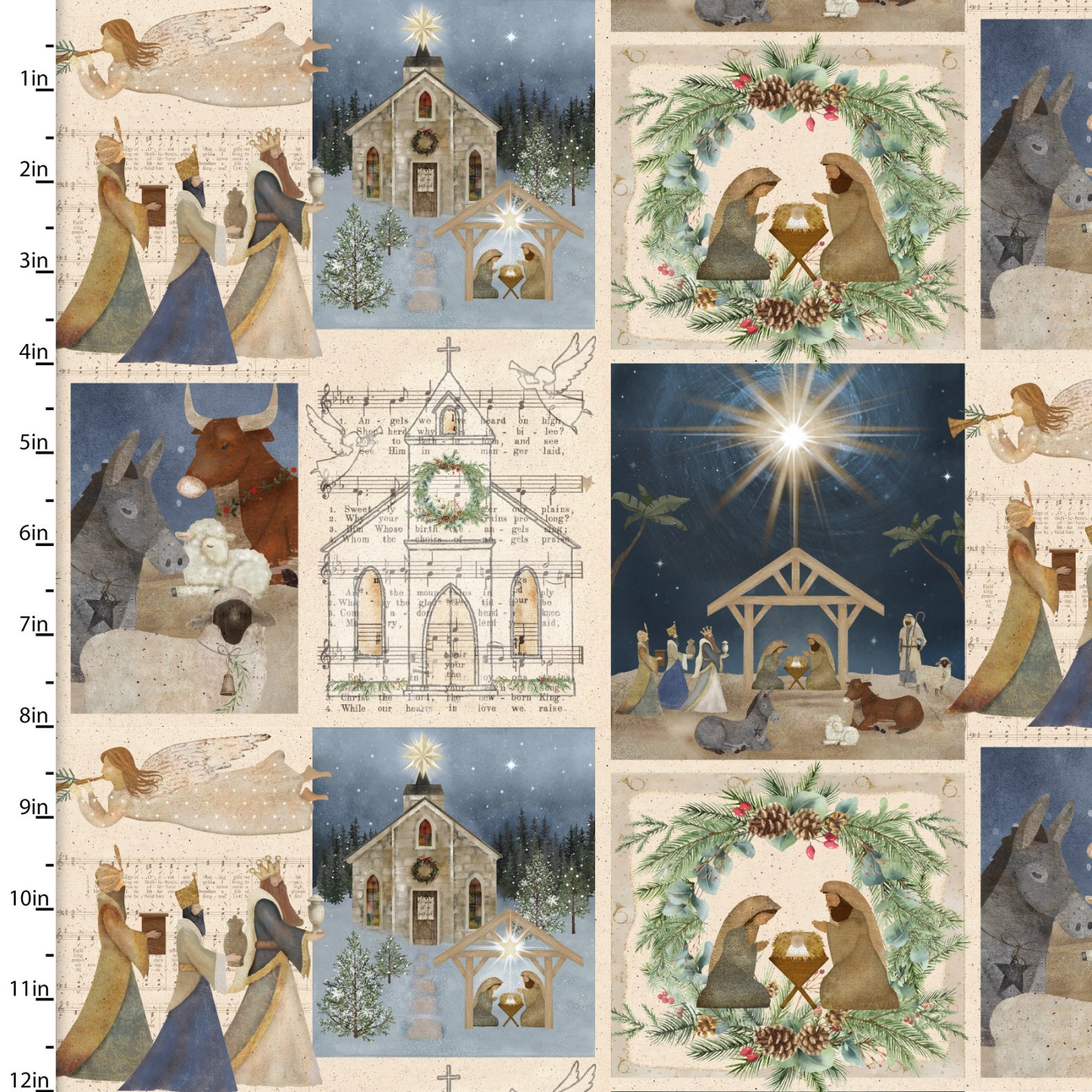 O' Holy Night Multi Adore Him Patch - 3 Wishes Fabric from Premier ...