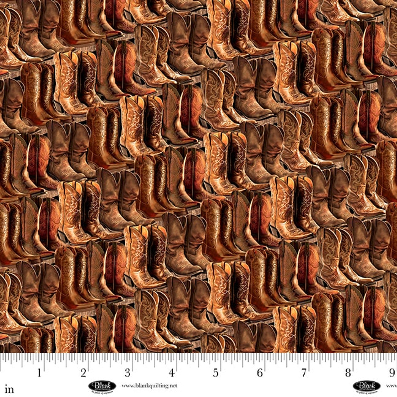 Blank Quilting Fabric - Spurs & Spirit - Cowboy Boots #4523-39