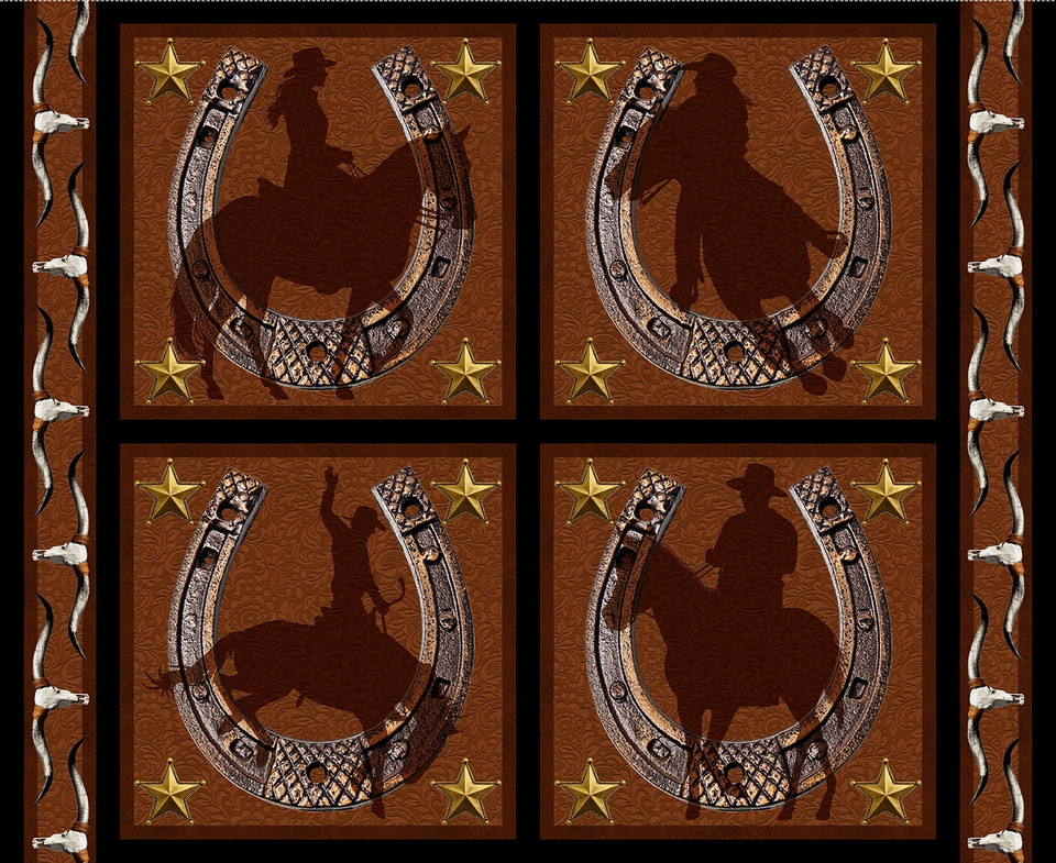 Blank Quilting Fabric - Spurs & Spirit - Pillow Blocks #4531b-39