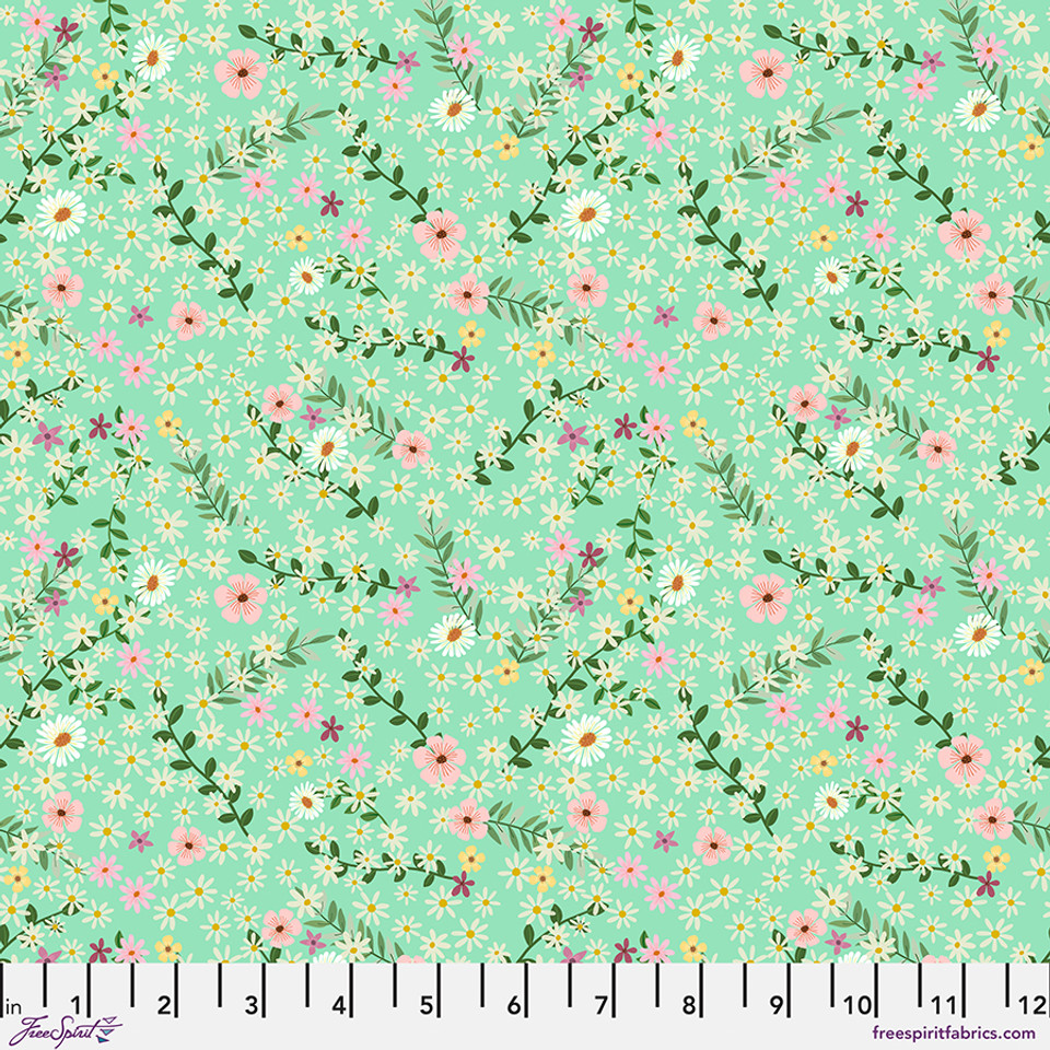 Free Spirit Fabrics - Floral Fiesta - Happy Petals - Mint #pwmc106-xmint