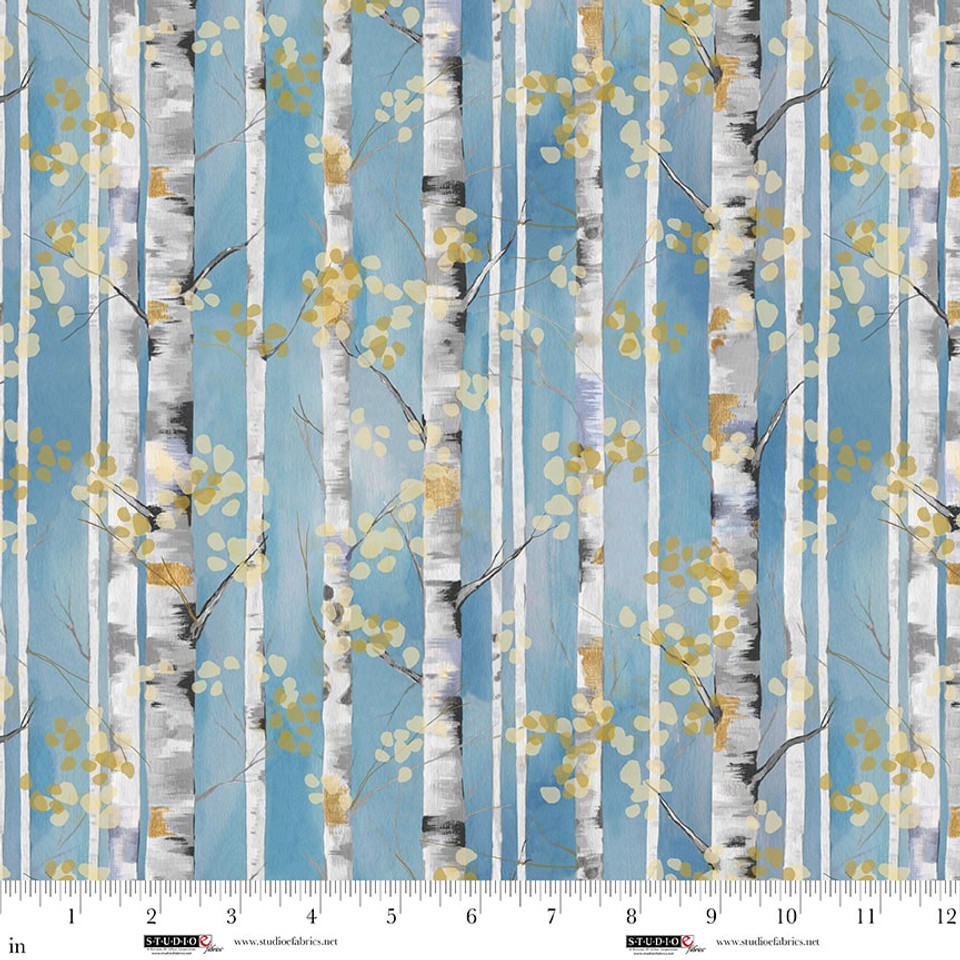 Studio E Fabrics - Behind Blue Eyes - Birch Trees Slate - Slate #8649-79