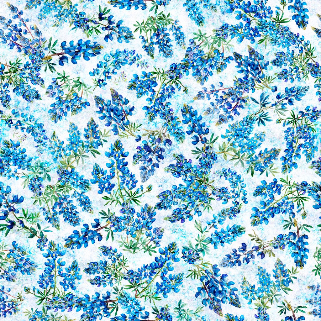 QT Fabrics - All Texas Shop Hop 2026 - Bluebonnets - White #31795-z