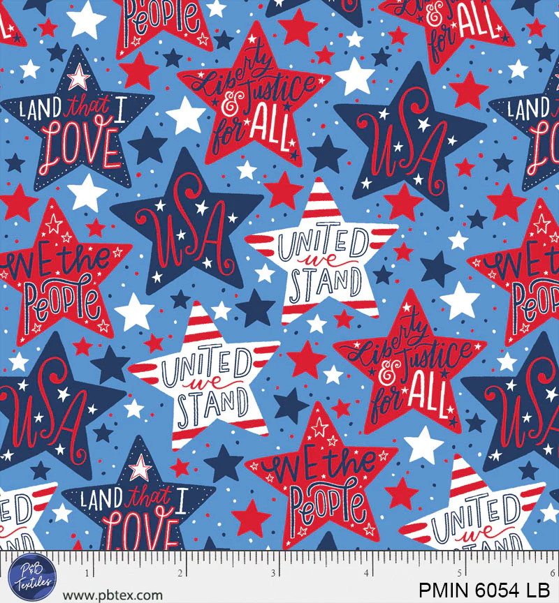 P&B Textiles - Patriotic Minis - America Stars #pmin6054-lb