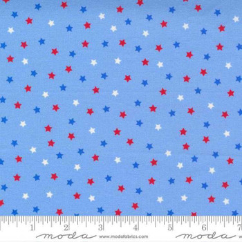Moda Fabric - Holiday Americana Multi Stars - Sky Blue