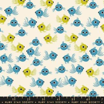 Animal Animal Goldfish Vintage Blue - Ruby Star Society Fabric RS5165-13