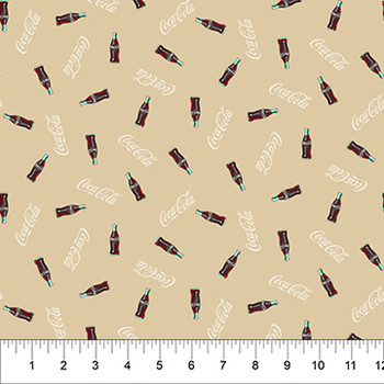 Northcott Fabrics - Coca-Cola - Tossed Coke Bottles - Tan #cc1008-32